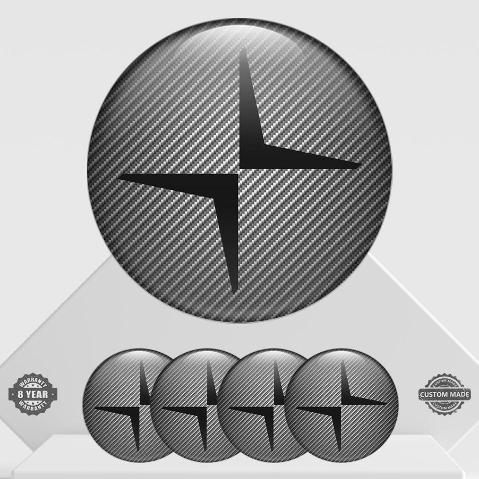 4 Pcs Volvo Polestar Domed Epoxy Resin Stickers Wheel Center Caps 3D ...