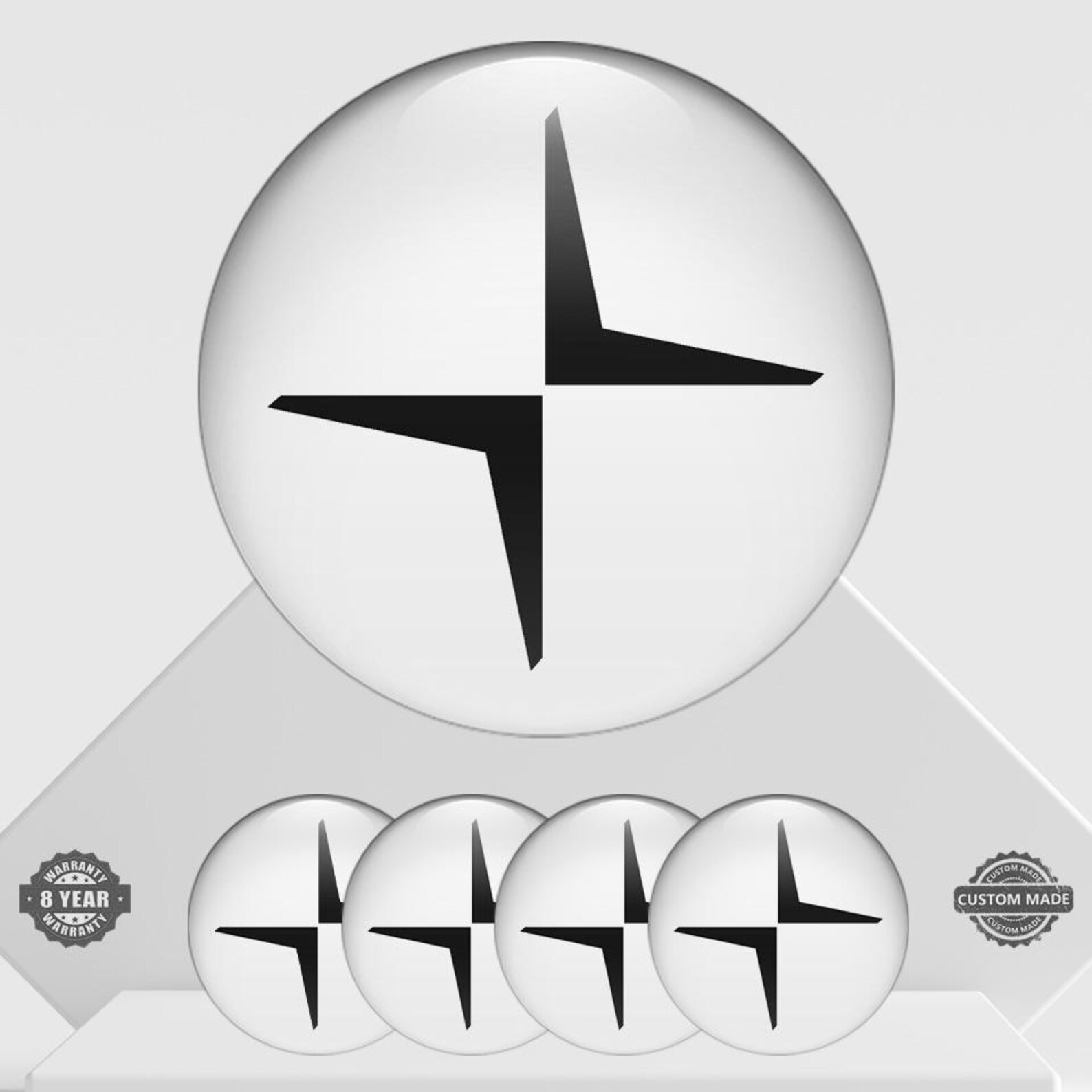 4 Pcs Volvo Polestar Domed Epoxy Resin Stickers Wheel Center Caps 3D ...