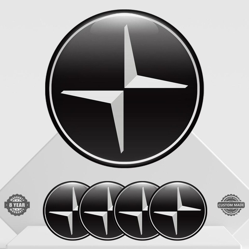 4 Pcs Volvo Polestar Domed Epoxy Resin Stickers Wheel Center Caps 3D ...