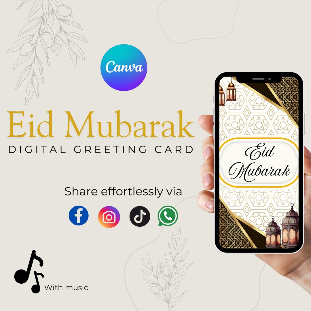 Editable Animated Eid Digital Card, Animated Eid Card, Eid Mubarak ...