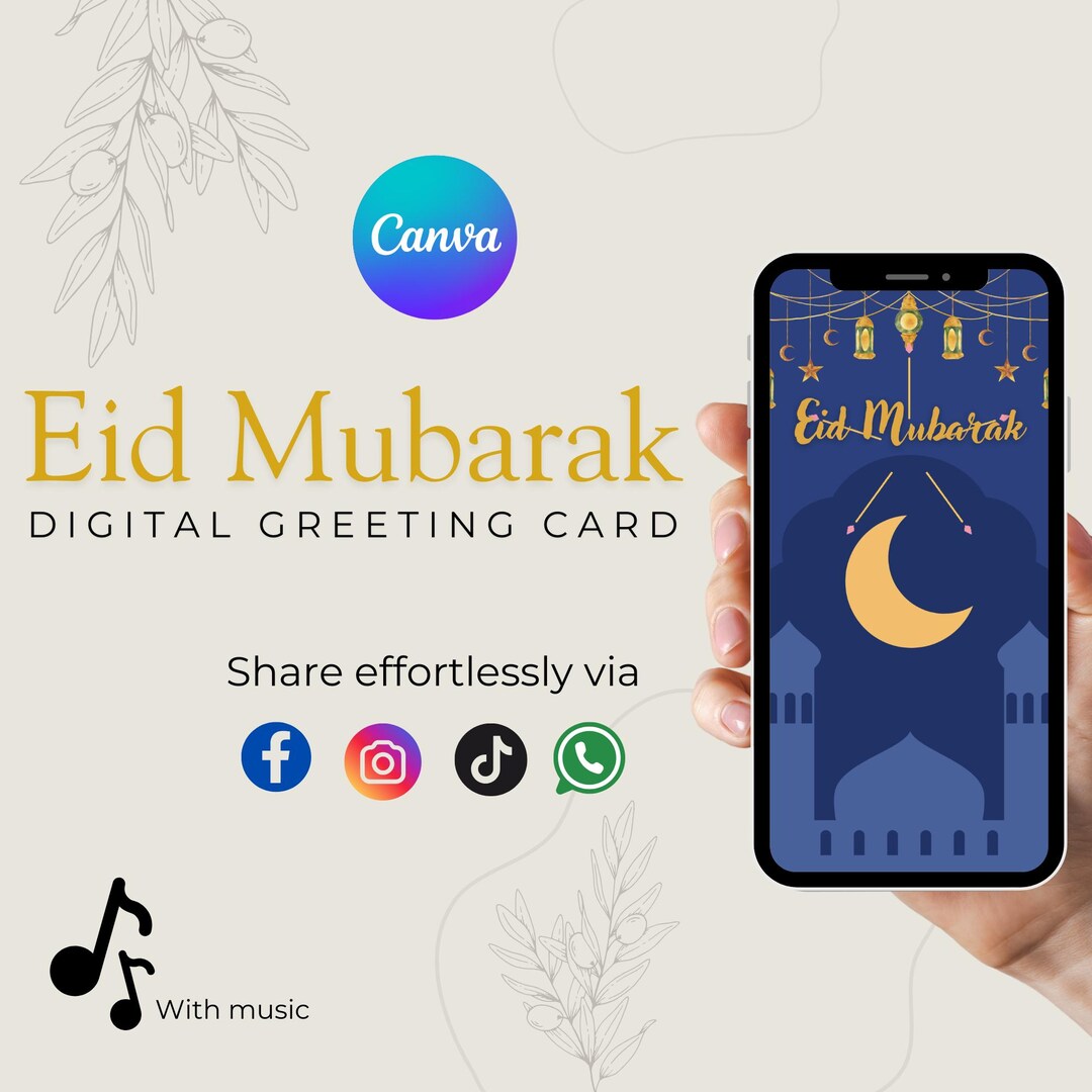 Editable Animated Eid Digital Card, Animated Eid Card, Eid Mubarak ...