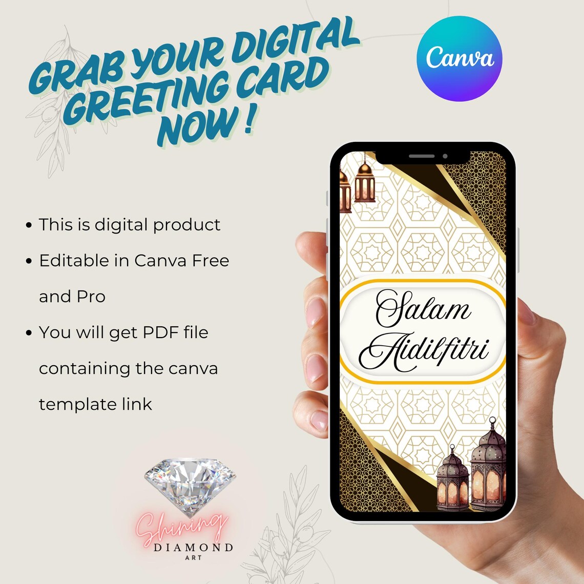 Editable Animated Hari Raya Aidilfitri Digital Card, Animated Hari Raya ...