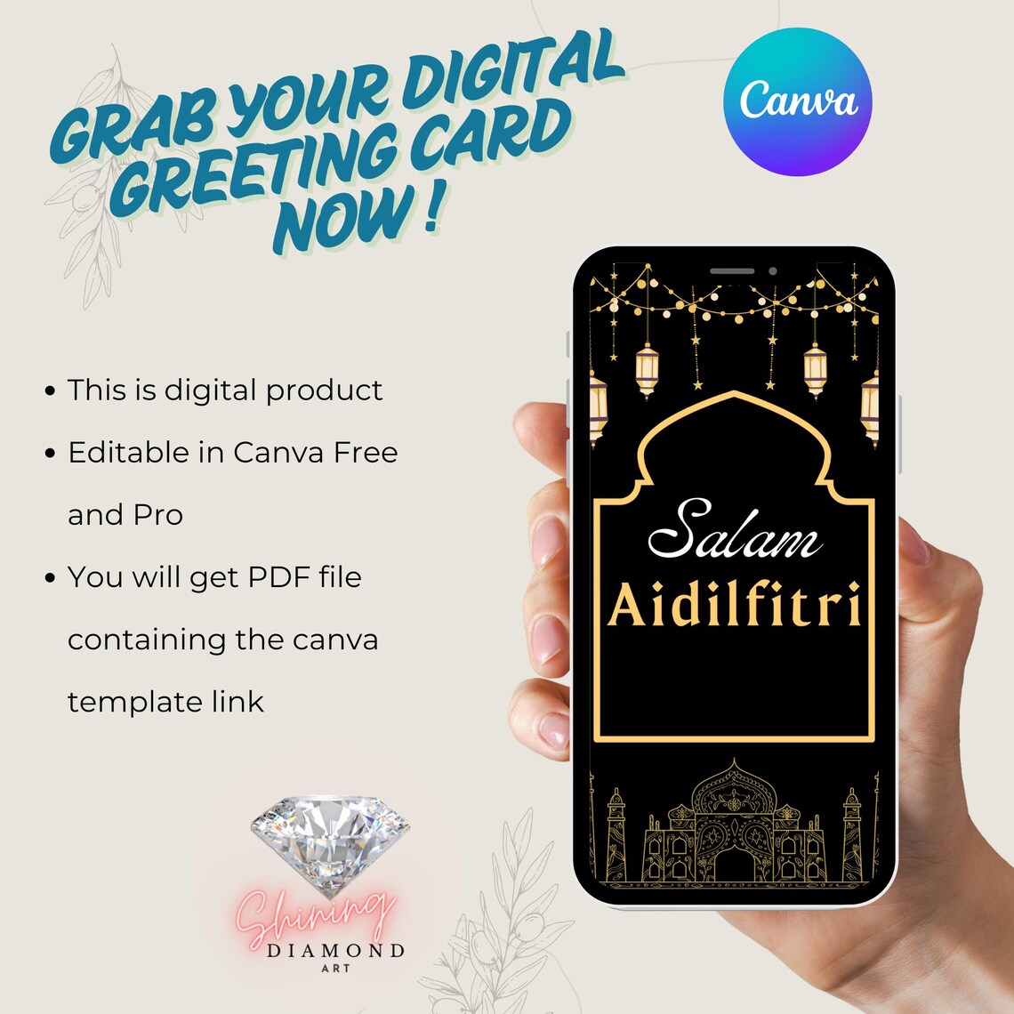 Editable Animated Hari Raya Aidilfitri Digital Card, Animated Hari Raya ...