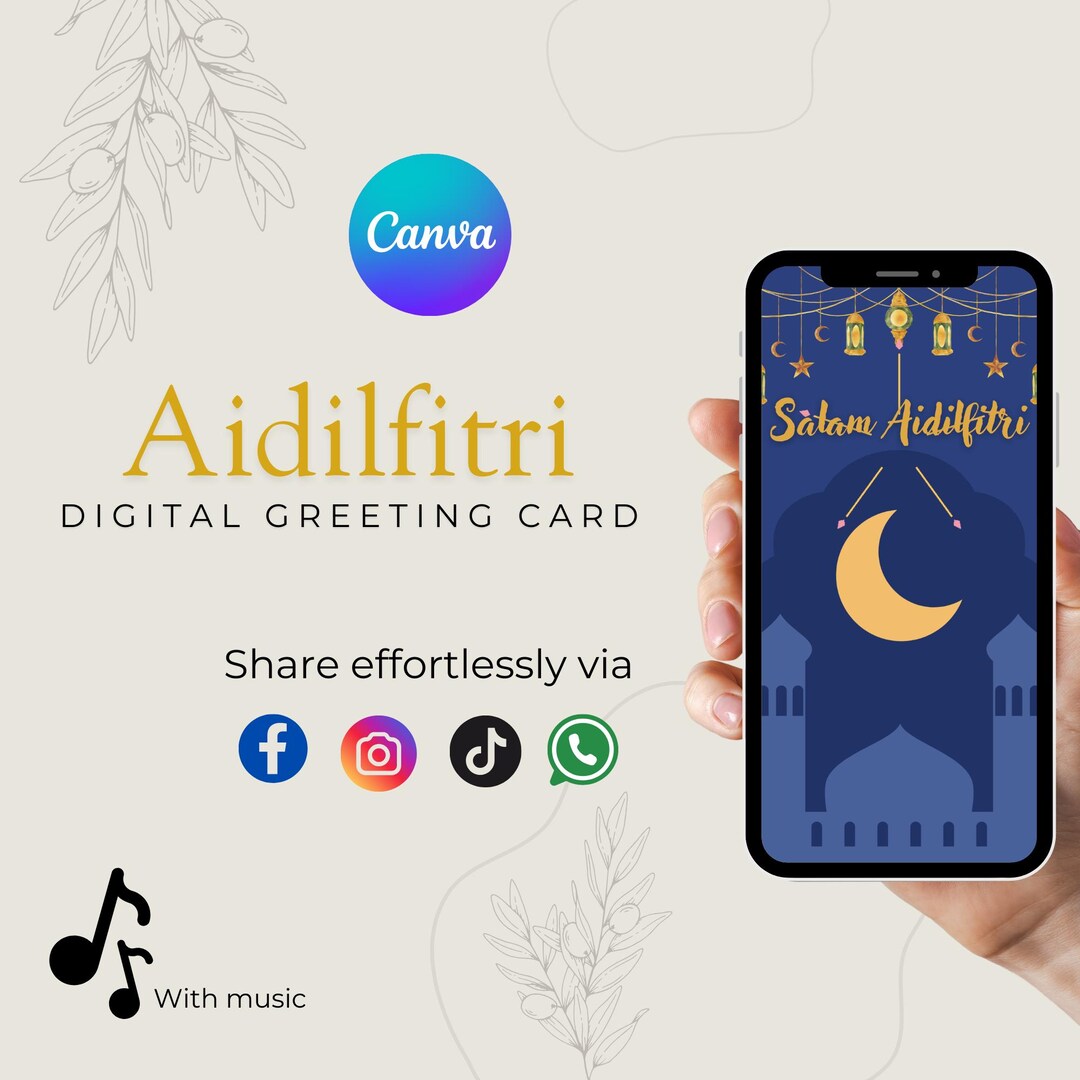 Editable Animated Hari Raya Aidilfitri Digital Card, Animated Hari Raya ...