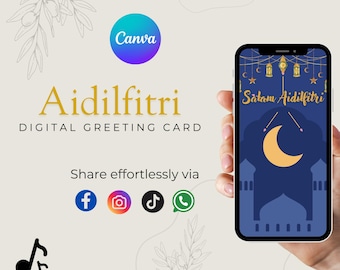 Editable Animated Hari Raya Aidilfitri Digital Card, Animated Hari Raya ...