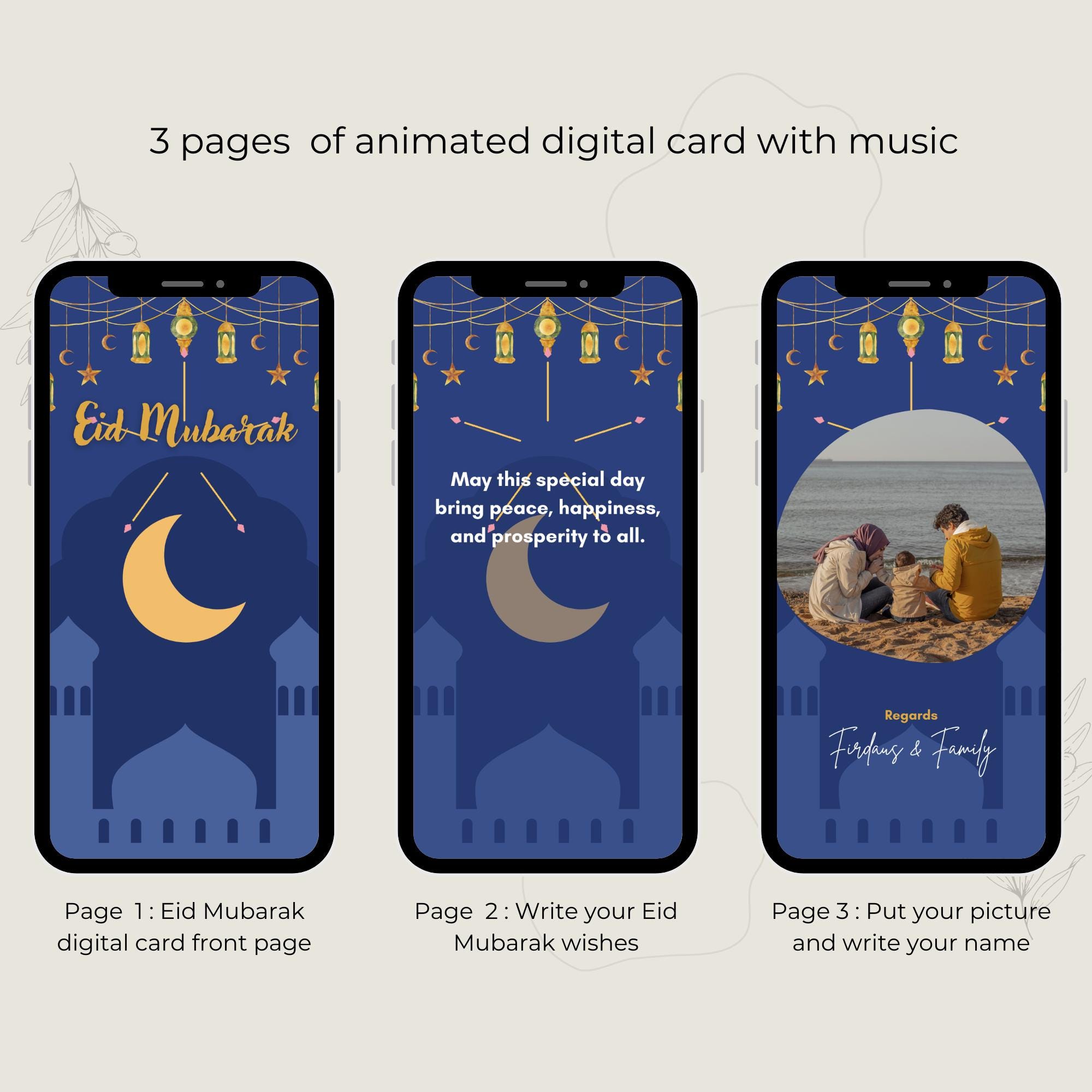 Editable Animated Eid Digital Card, Animated Eid Card, Eid Mubarak ...