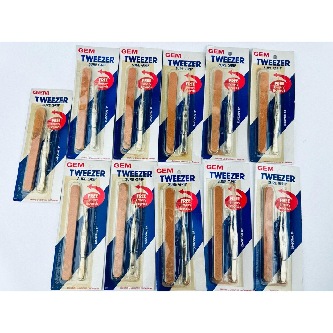 Lot of 11 1980 Vintage Gem Tweezer Sure Grip - Diagonal Tip - Emery ...