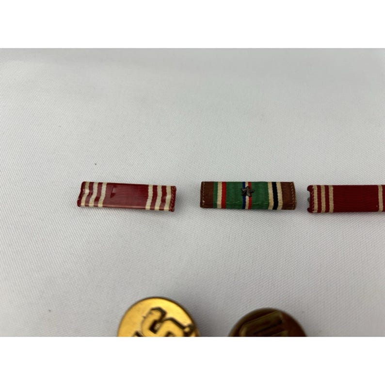 Large Lot of WWII Military Uniform Pins - Medals - Color Bars - Rank ...
