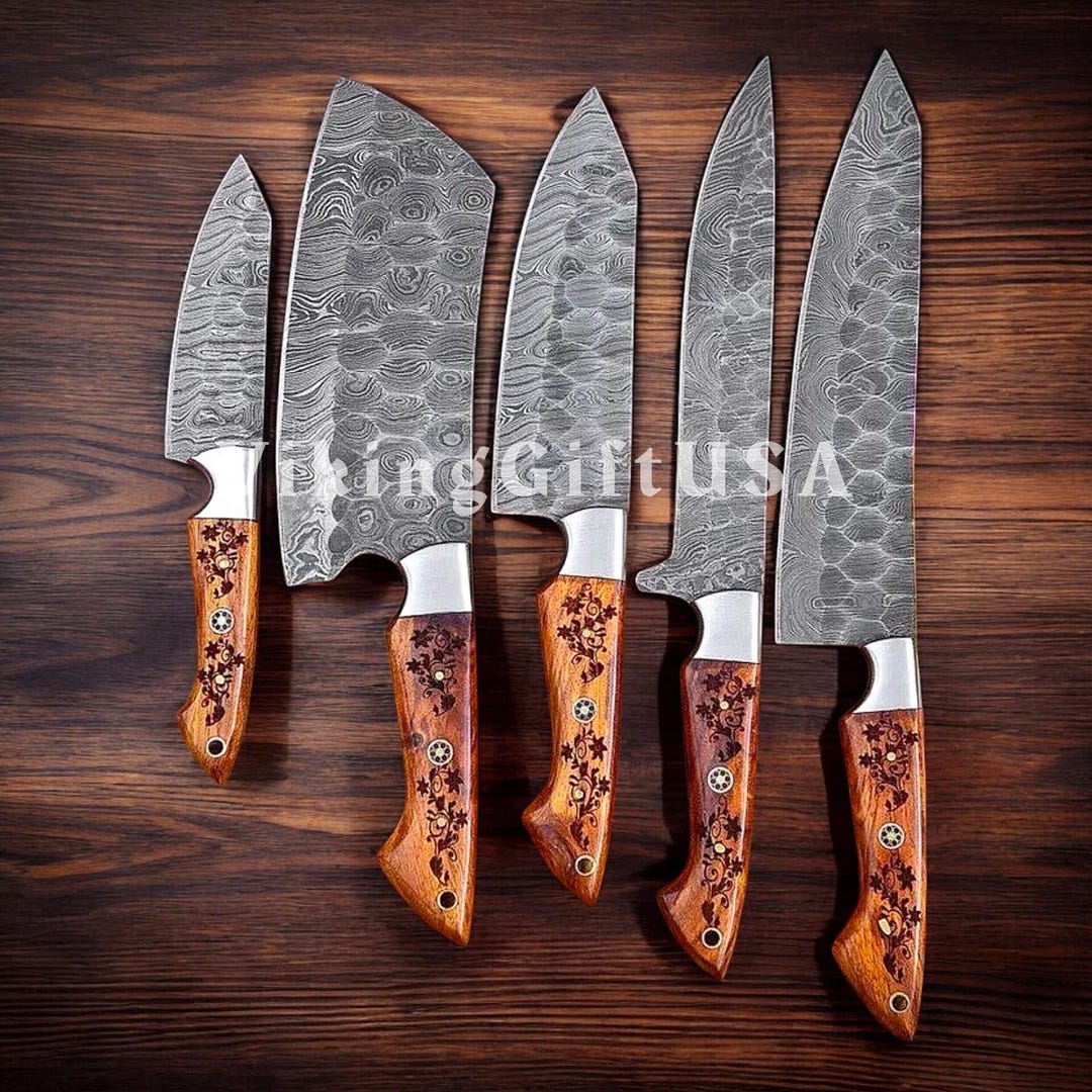 Damascus Steel Chef Set Hand Forged Damascus Chef Set Damascus Chef ...
