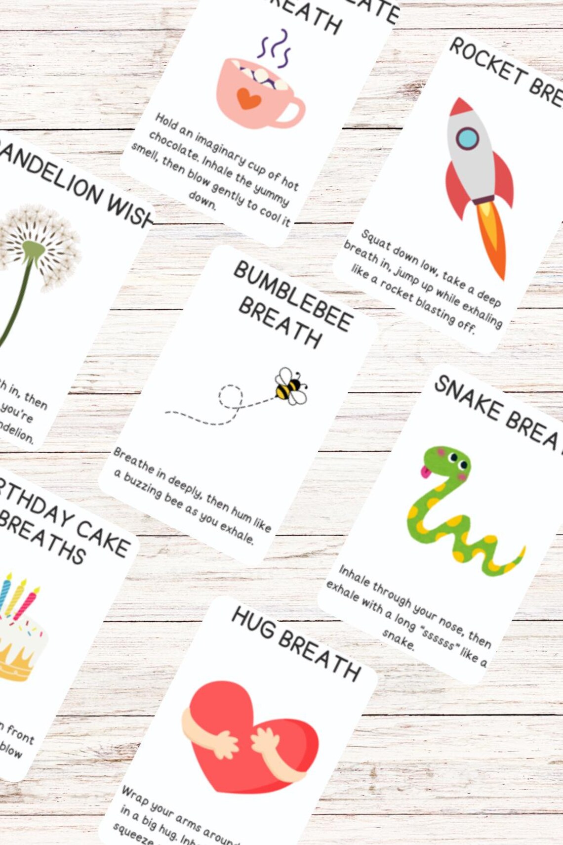 Calming Breathing Flash Cards, Printable Mindfulness Cards for Kids ...