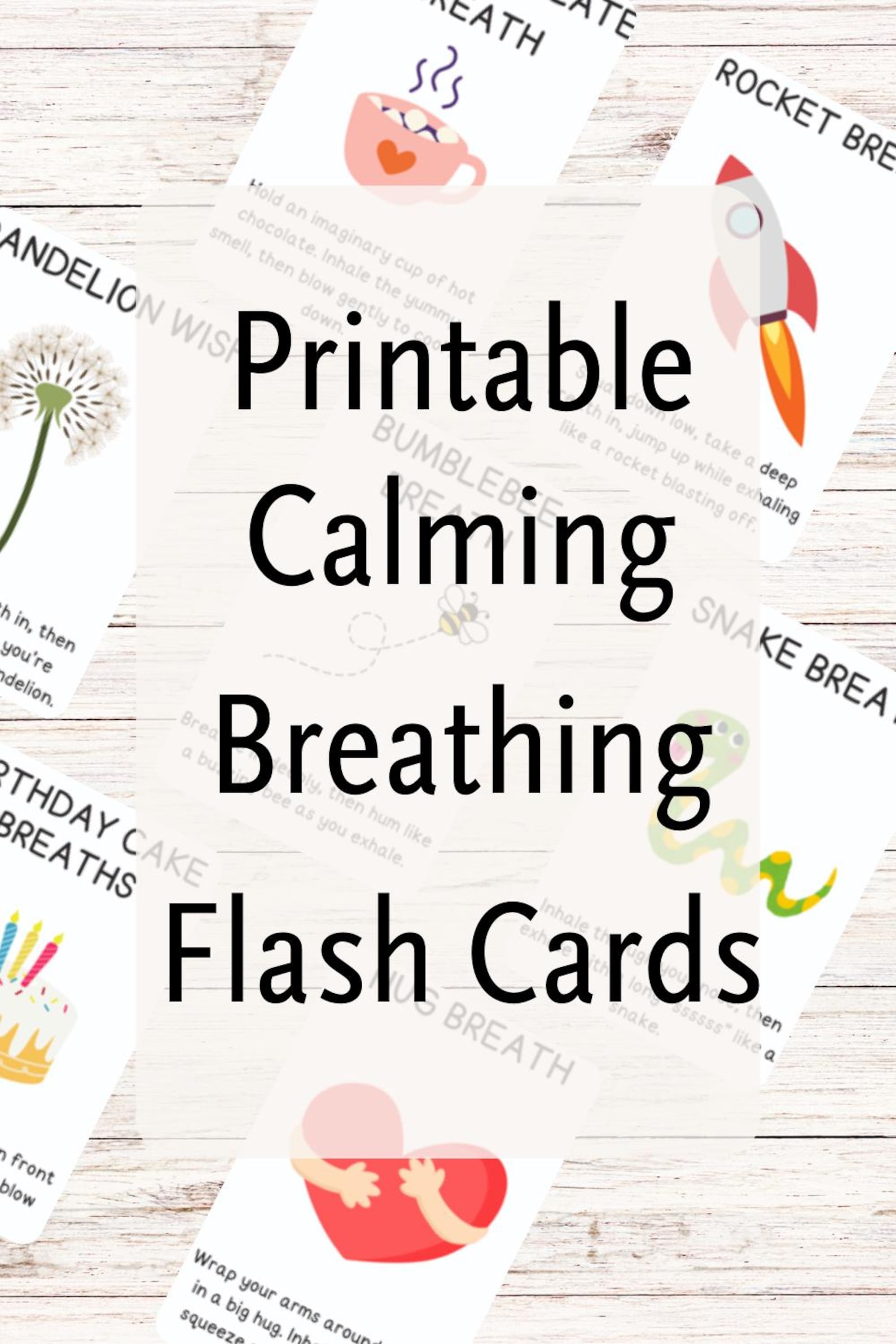 Calming Breathing Flash Cards, Printable Mindfulness Cards for Kids ...