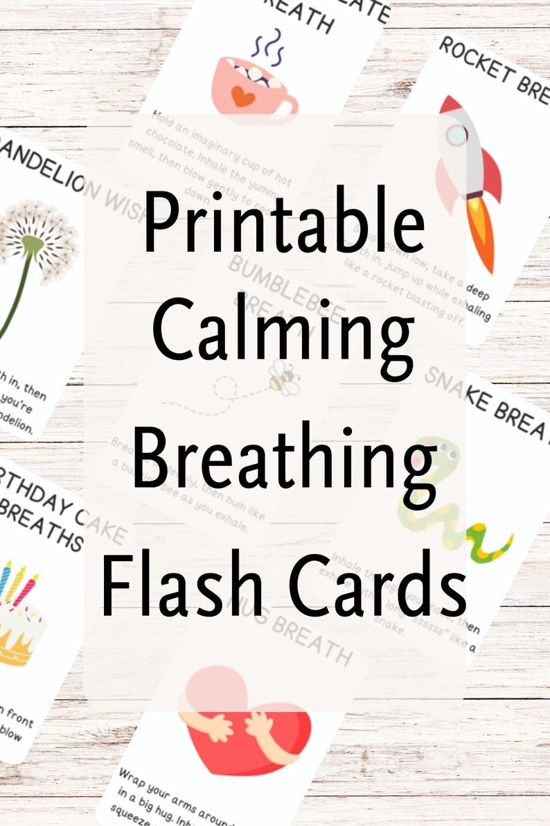 Calming Breathing Flash Cards, Printable Mindfulness Cards for Kids ...