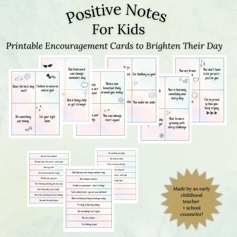 Positive Notes for Kids | Printable Lunchbox Affirmations ...