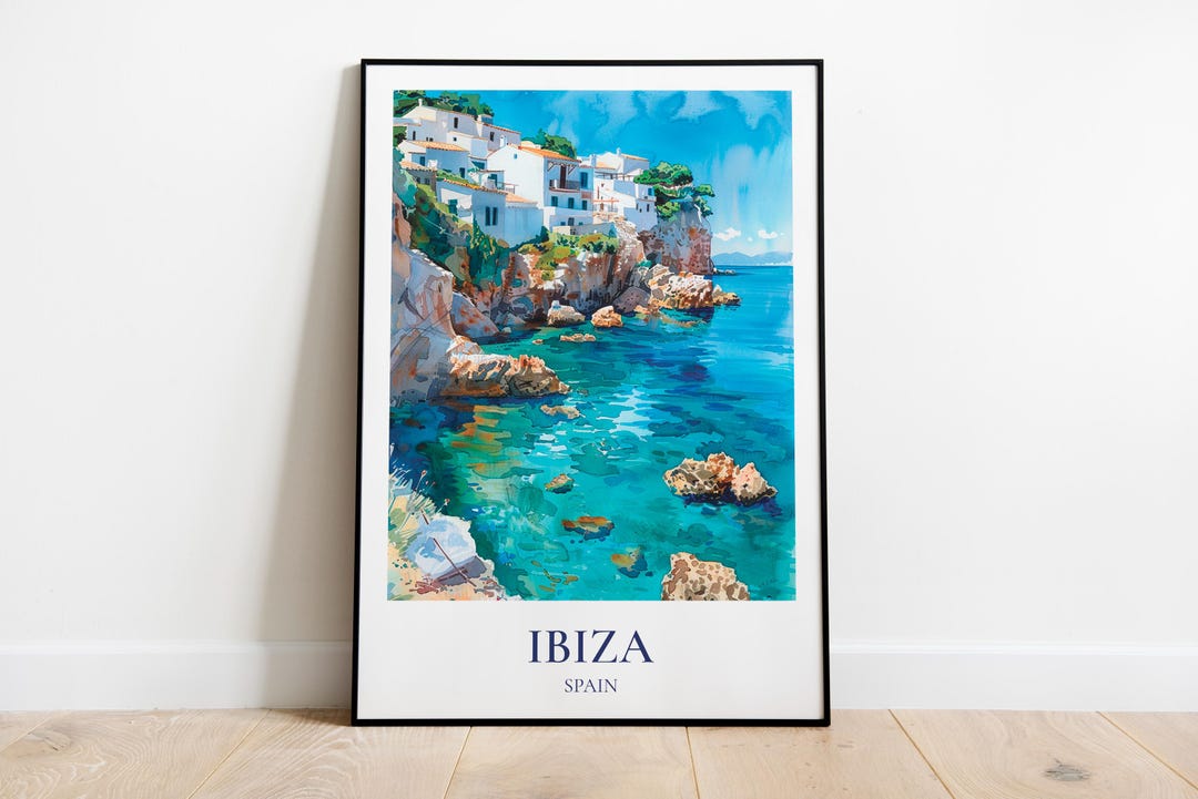 Ibiza Travel Poster, Ibiza Print, Ibiza Island Illustration, Ibiza Beach Art, Ibiza Travel Gift ...