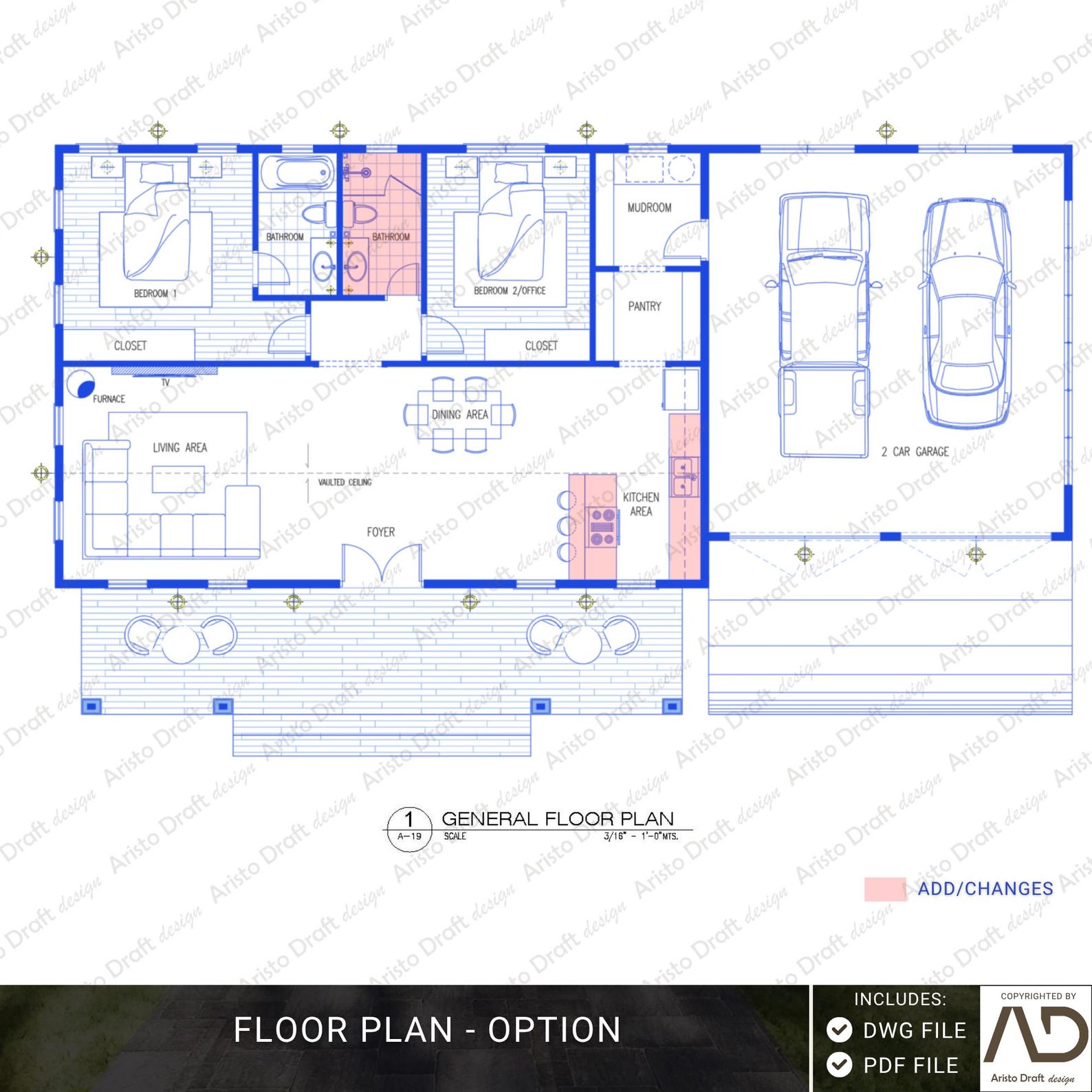 Cottage House Plan: 2 Bedroom Barndominium With Optional Garage (DWG ...