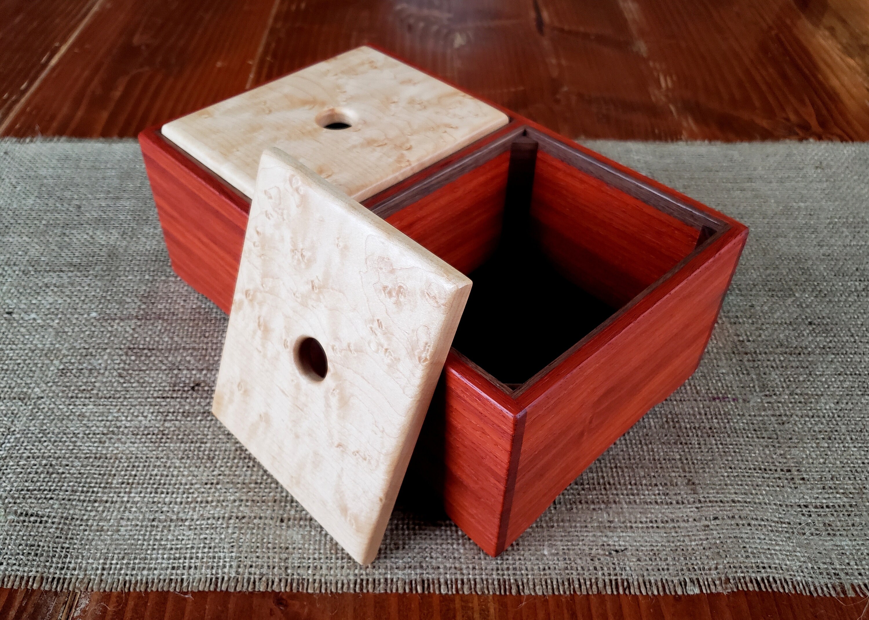 Wooden Keepsake Box, Padauk With Figured Birdseye Maple and Walnut ...