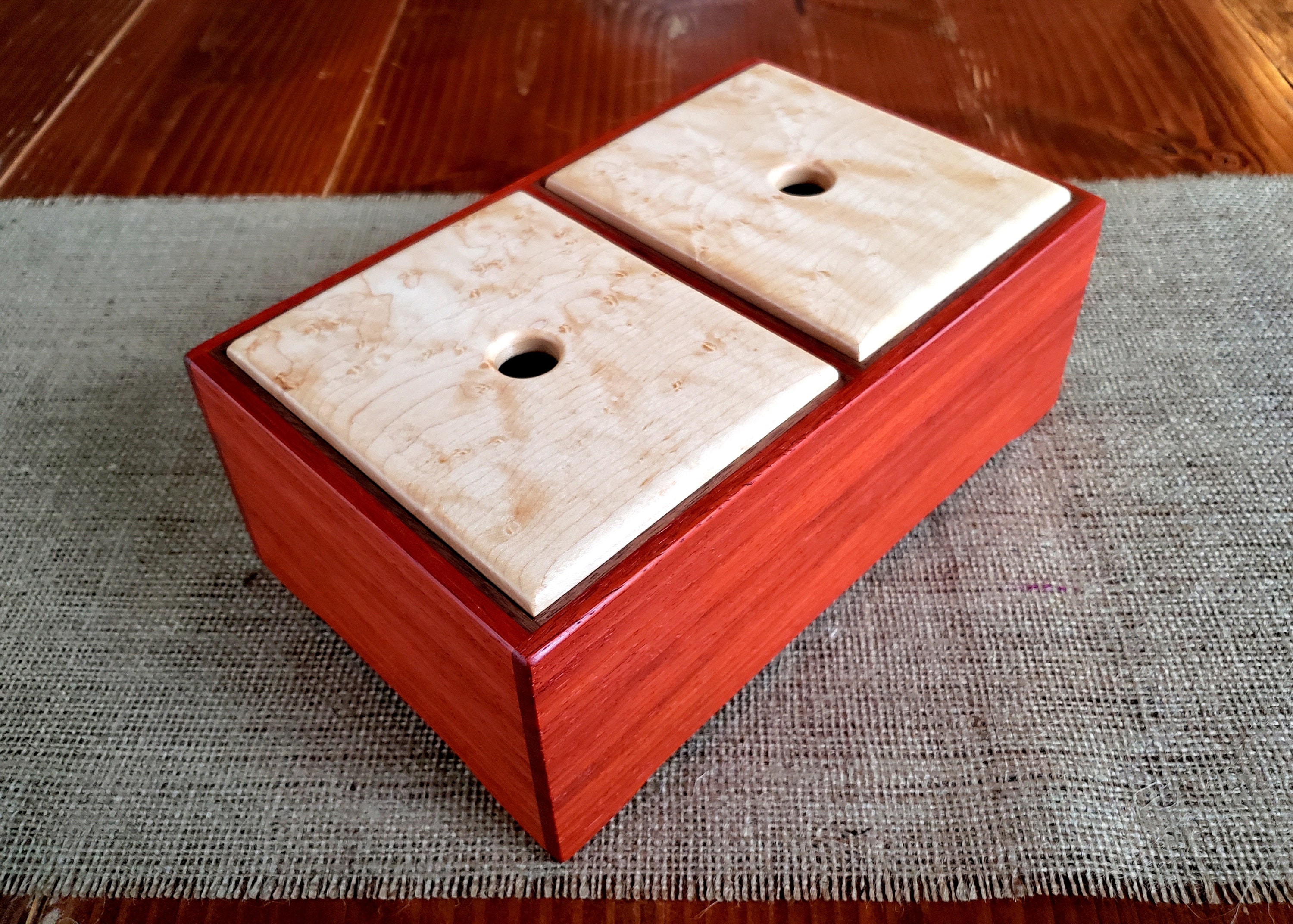 Wooden Keepsake Box Padauk With Figured Birdseye Maple and - Etsy