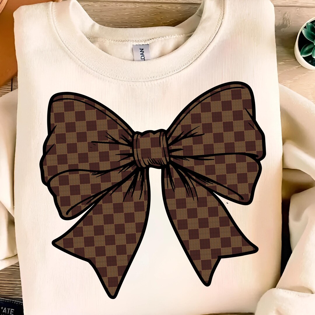 Brown Bow Png/svg, Checkered Bow Svg, Boujee Bow Svg, Girly Louis Png ...