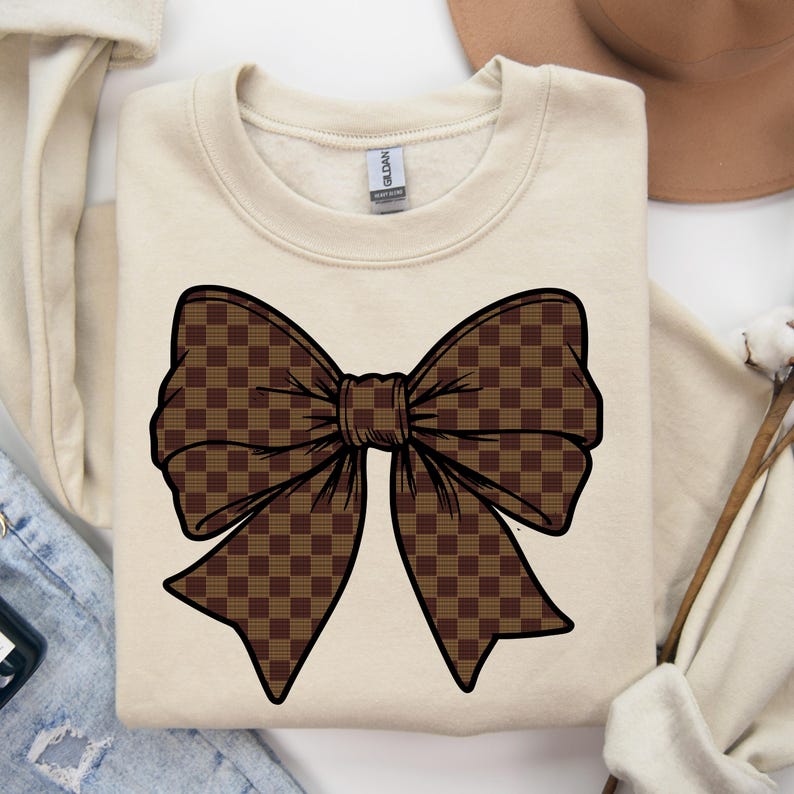 Brown Bow Png/svg, Checkered Bow Svg, Boujee Bow Svg, Girly Louis Png ...