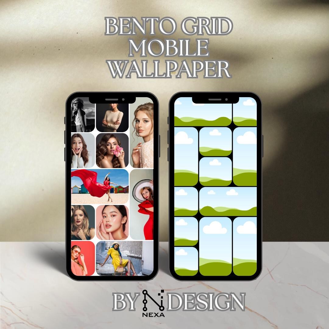 Bento Grid Photo Collage Mobile Wallpaper Canva Template (digital ...