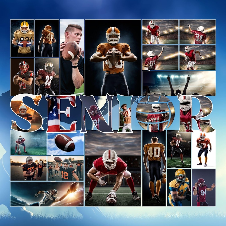 Senior Football Photo Collage Template | Graduation Gift (digital ...