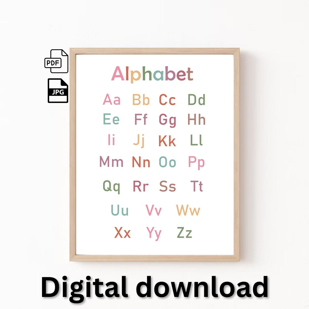 Printable Alphabet Poster for Kids - Pastel ABC Wall Art - Digital ...