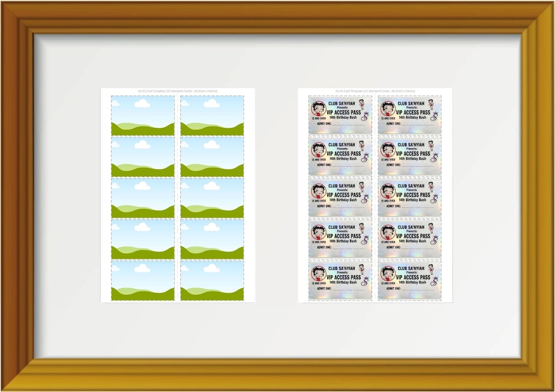 ID Card Template A4 Canva Frames, 10 Printable Employee Badges & Staff ...
