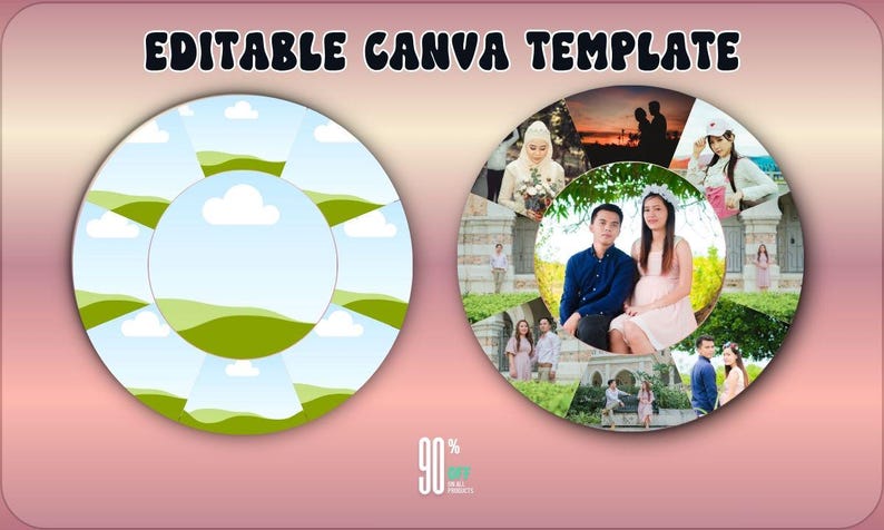 Editable Circle Photo Collage Template: Canva Frame (digital Download ...