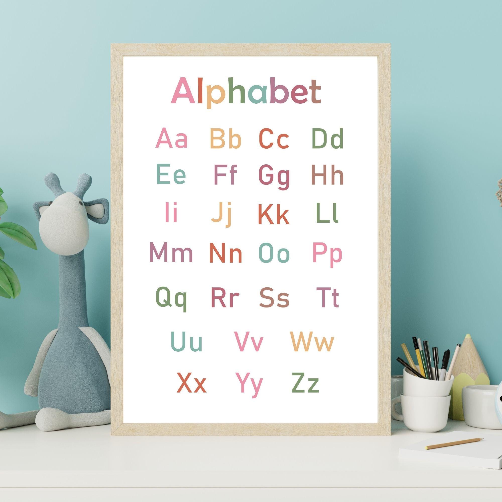 Printable Alphabet Poster for Kids - Pastel ABC Wall Art - Digital ...