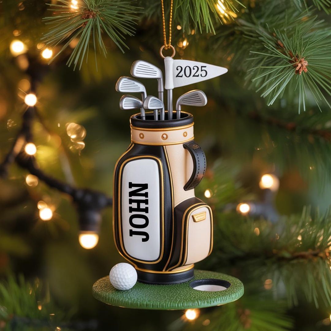 Personalized Golf Bag Ornament, Custom Name Golf Lover Christmas ...