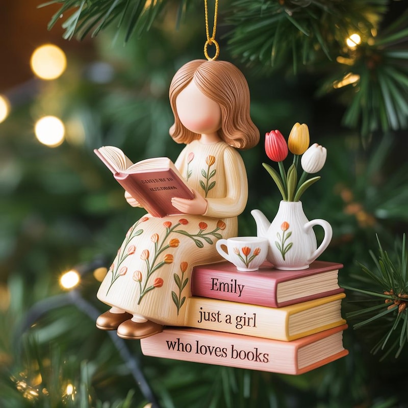 Just a Girl in Love With Her Books Ornament - Etsy