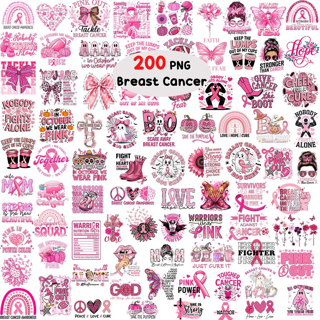 200+ Breast Cancer PNG Bundle, Pink Awareness Ribbon Png, Cancer ...