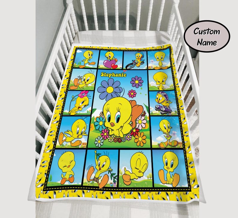 Personalized Tweety Bird Quilt Blanket, Gift Birthday for Kid, Custom ...