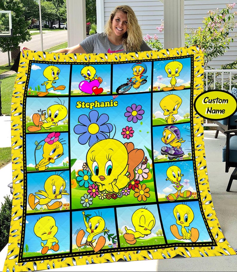 Personalized Tweety Bird Quilt Blanket, Gift Birthday for Kid, Custom ...