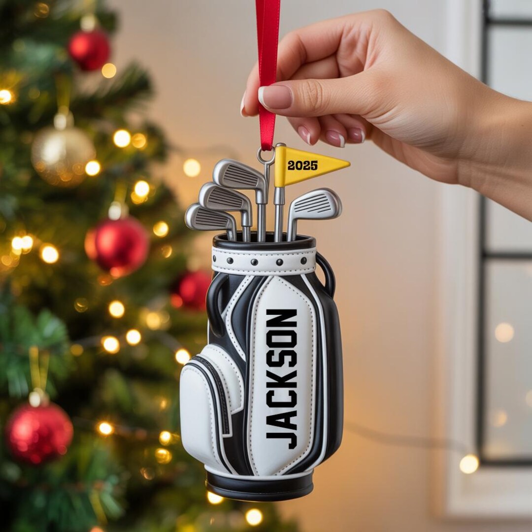 Personalized Golf Bag Ornament, Custom Name Golf Lover Christmas ...