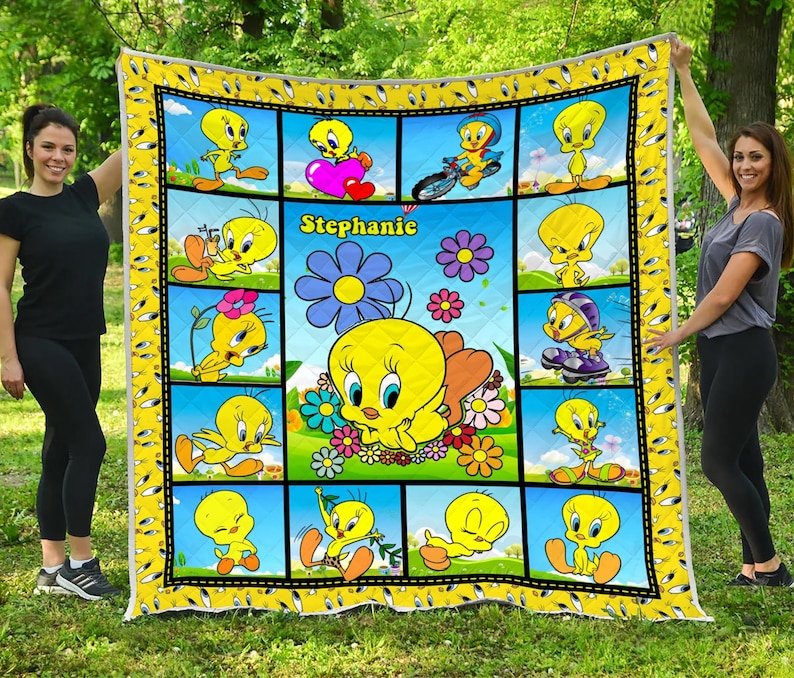 Personalized Tweety Bird Quilt Blanket, Gift Birthday for Kid, Custom ...