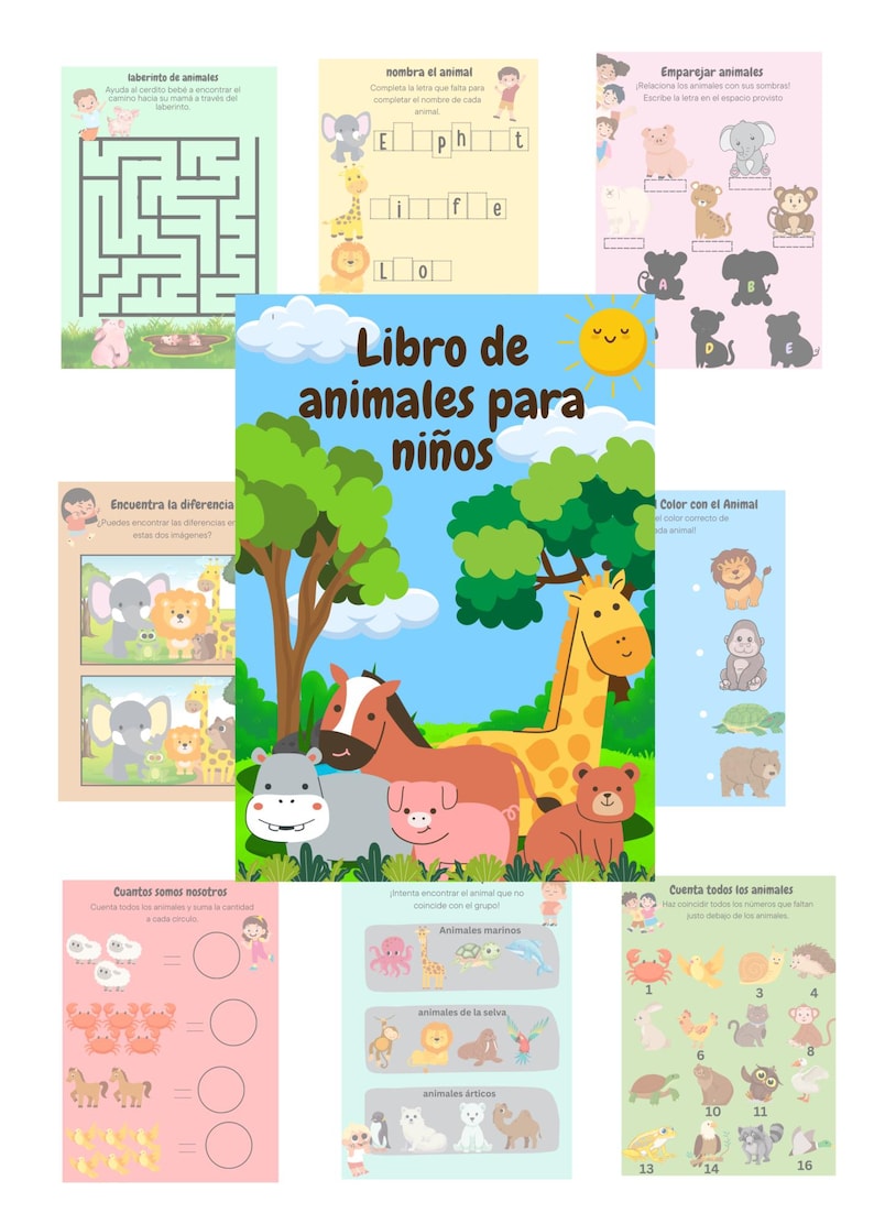 Libro De Animales Para Niños - Etsy