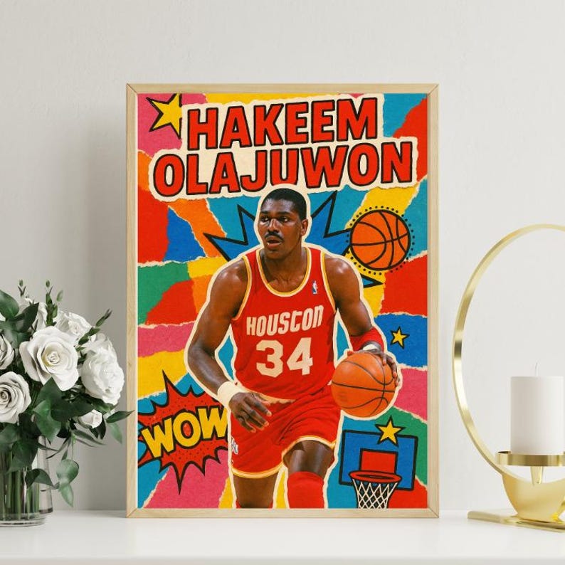 Hakeem Olajuwon Houston Pop Art Poster – Digital Wall Art for ...