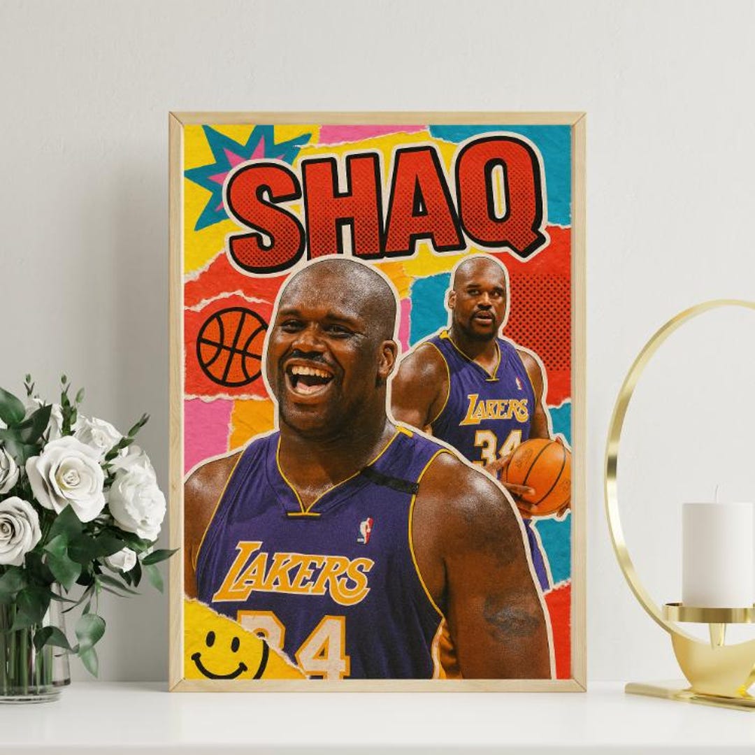 Shaquille O'neal Lakers Art Poster: Maximalist Pop Art Collage (digital ...