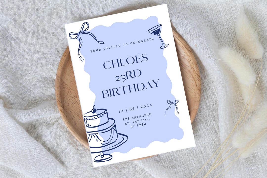 Editable 23rd Birthday Invitation, Birthday Party Invitation, Invite ...