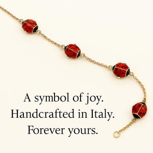 14K Gold Ladybug Bracelet – Handmade Italian Gold Jewelry – Real Gold ...