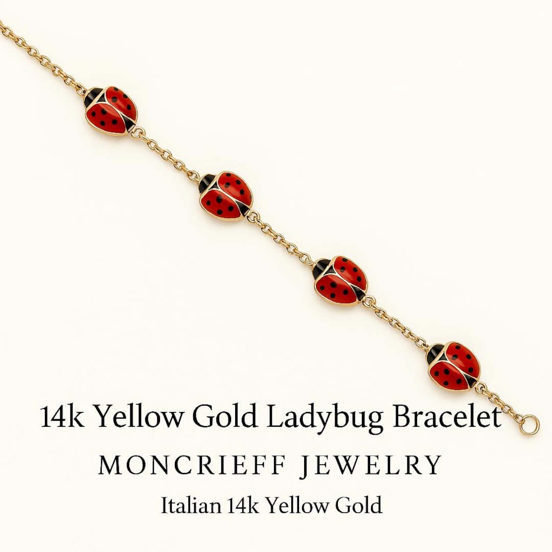 14k Gold Ladybug Bracelet – Italian Gold Jewelry for Women, Real 14k ...