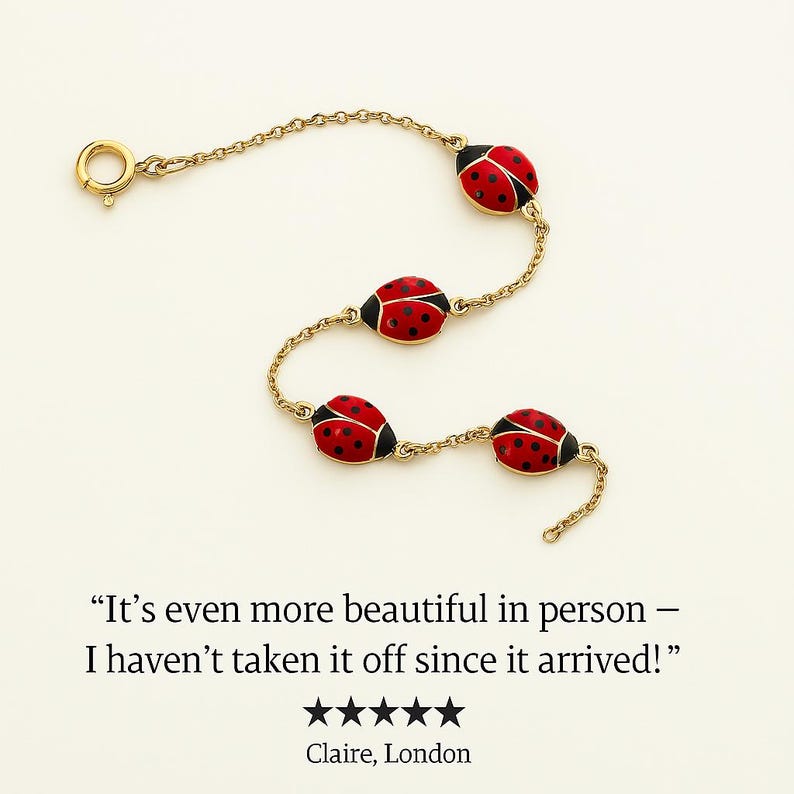 14K Gold Ladybug Bracelet – Handmade Italian Gold Jewelry – Real Gold ...