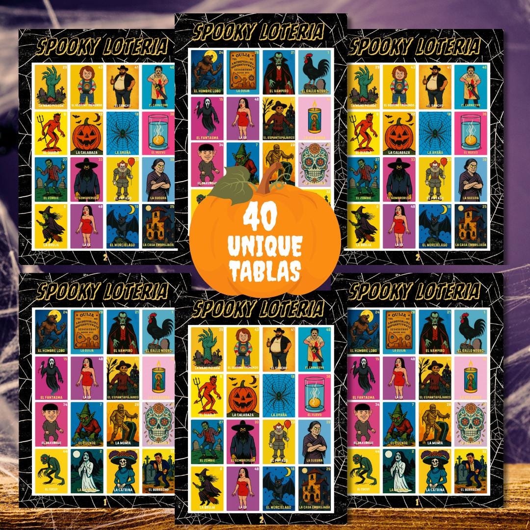 Spooky Loteria Bingo Game: Halloween, Día De Muertos (printable PDF) - Etsy