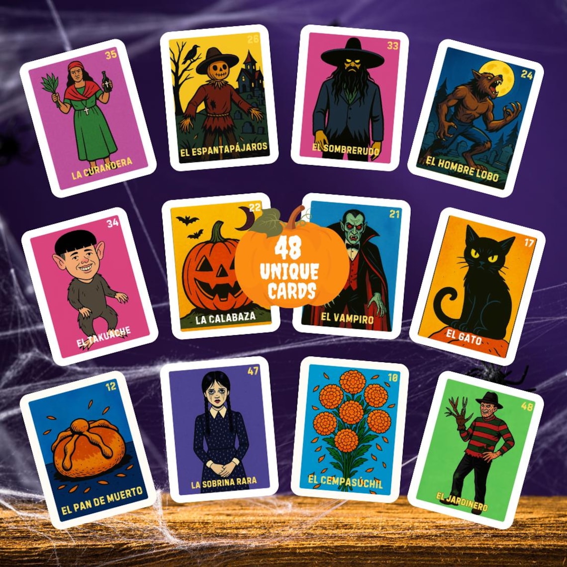 Spooky Loteria Bingo Game: Halloween, Día De Muertos (printable PDF) - Etsy