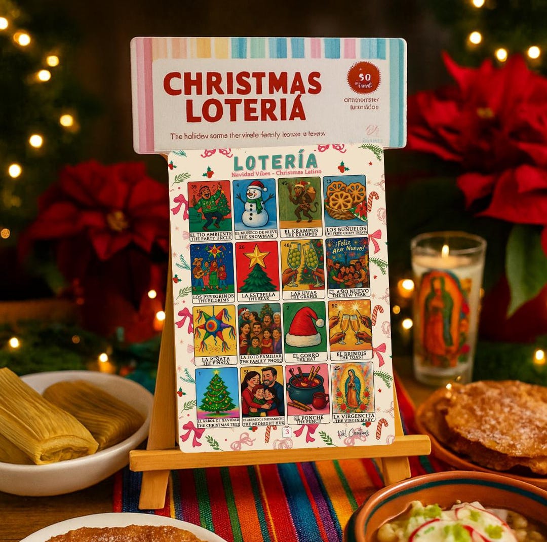 Christmas Latino Loteria: Navidad Vibes Bilingual Game - 40 Waterproof ...