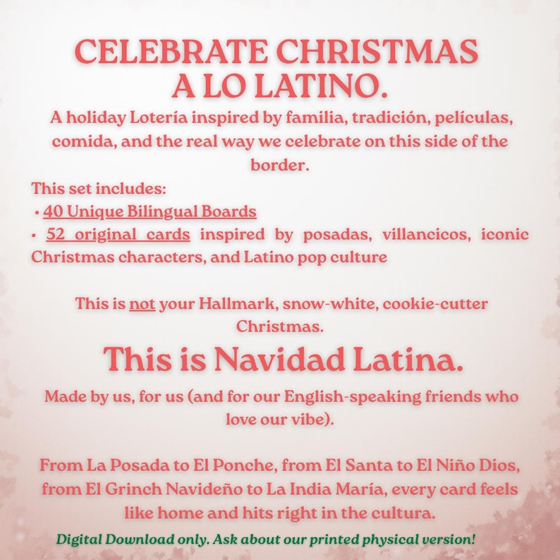 Latino Christmas Loteria Game: Bilingual Cards & Boards (printable) - Etsy
