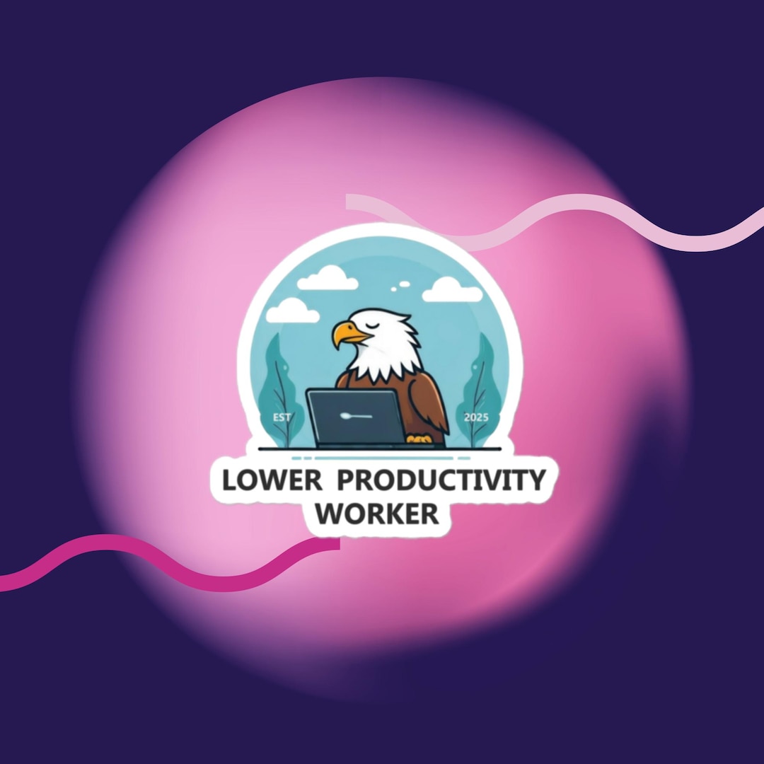 Sticker - LOWER PRODUCTIVITY Worker Sleepy Eagle Sticker Meme Satire ...