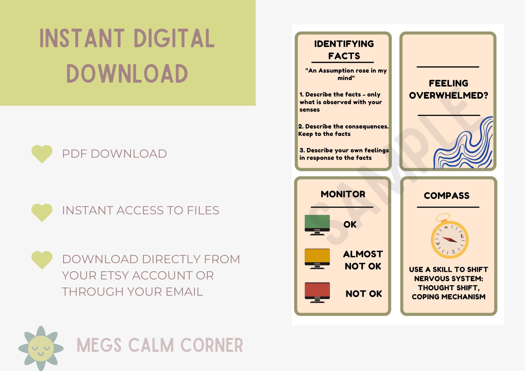 Mental Health Thinking Trap Flashcards, Memory Game, Examples Bundle ...