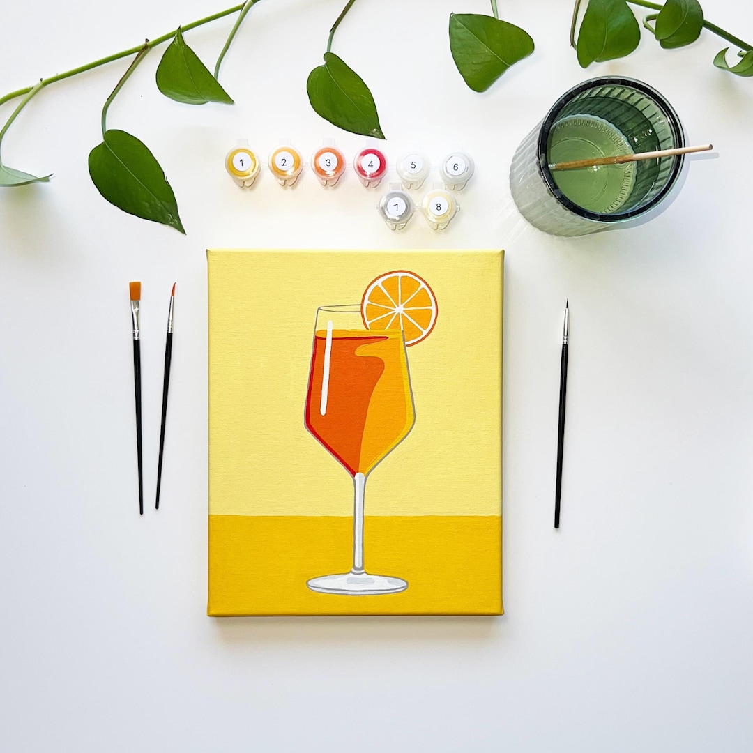 Aperol Spritz Paint by Number Kit DIY Cocktail Art Easy Craft Kit for ...